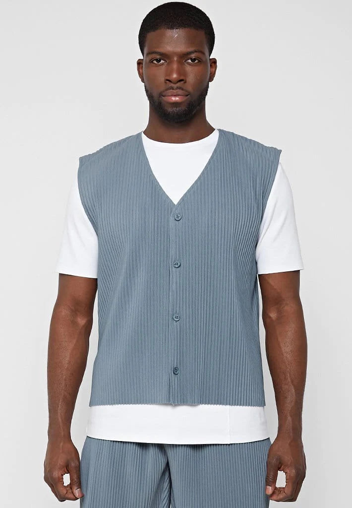 Pleated Vest - Steel Blue – THE MILLI