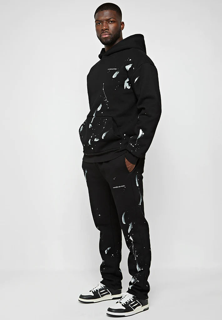 Paint Splatter & Distressed Track Pants - Black – THE MILLI